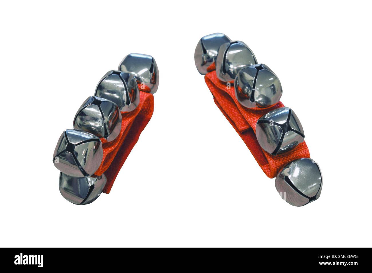 Musical folk instrument wrist bells, isolated on a white background ...