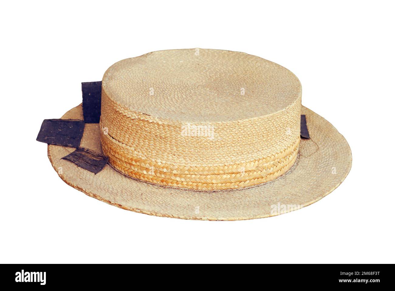 An old straw hat, isolated on a white background Stock Photo - Alamy