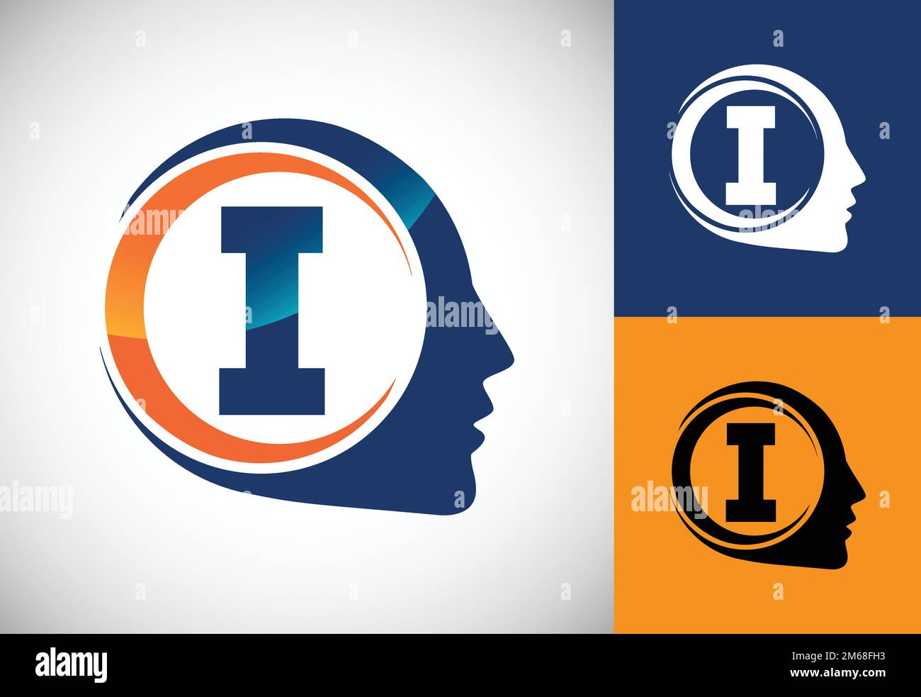 Initial alphabet I with the human brain, A Logo for science, medical ...