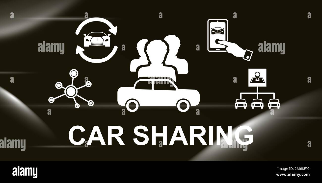 Illustration of a car sharing concept Stock Photo - Alamy
