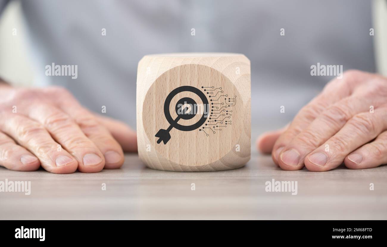 Wooden block with symbol of digital strategy concept Stock Photo - Alamy