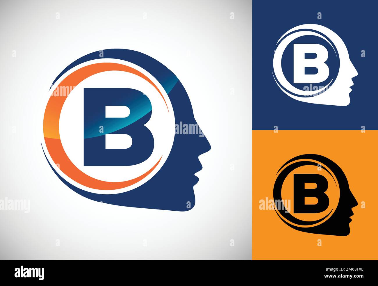 Initial alphabet B with the human brain, A Logo for science, medical ...