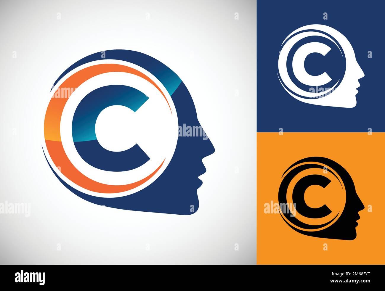 Initial alphabet C with the human brain, A Logo for science, medical ...