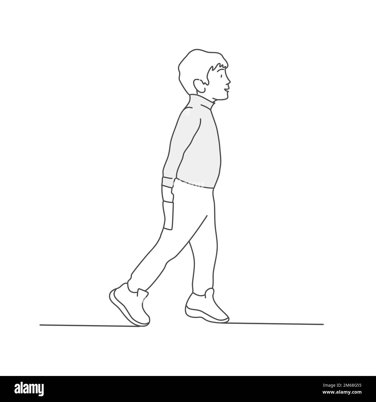 Schoolboy walking profile Stock Vector Images - Alamy