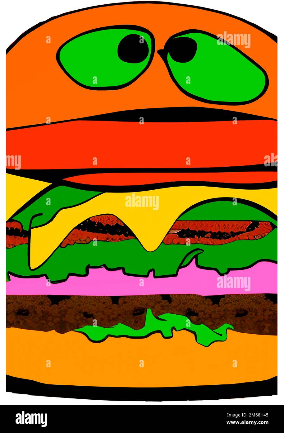 Illustration of funny burger, fast food Stock Photo - Alamy