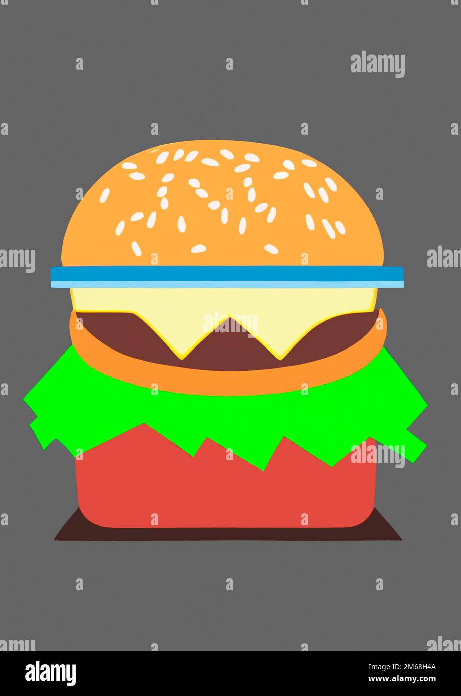 Illustration of funny burger, fast food Stock Photo - Alamy