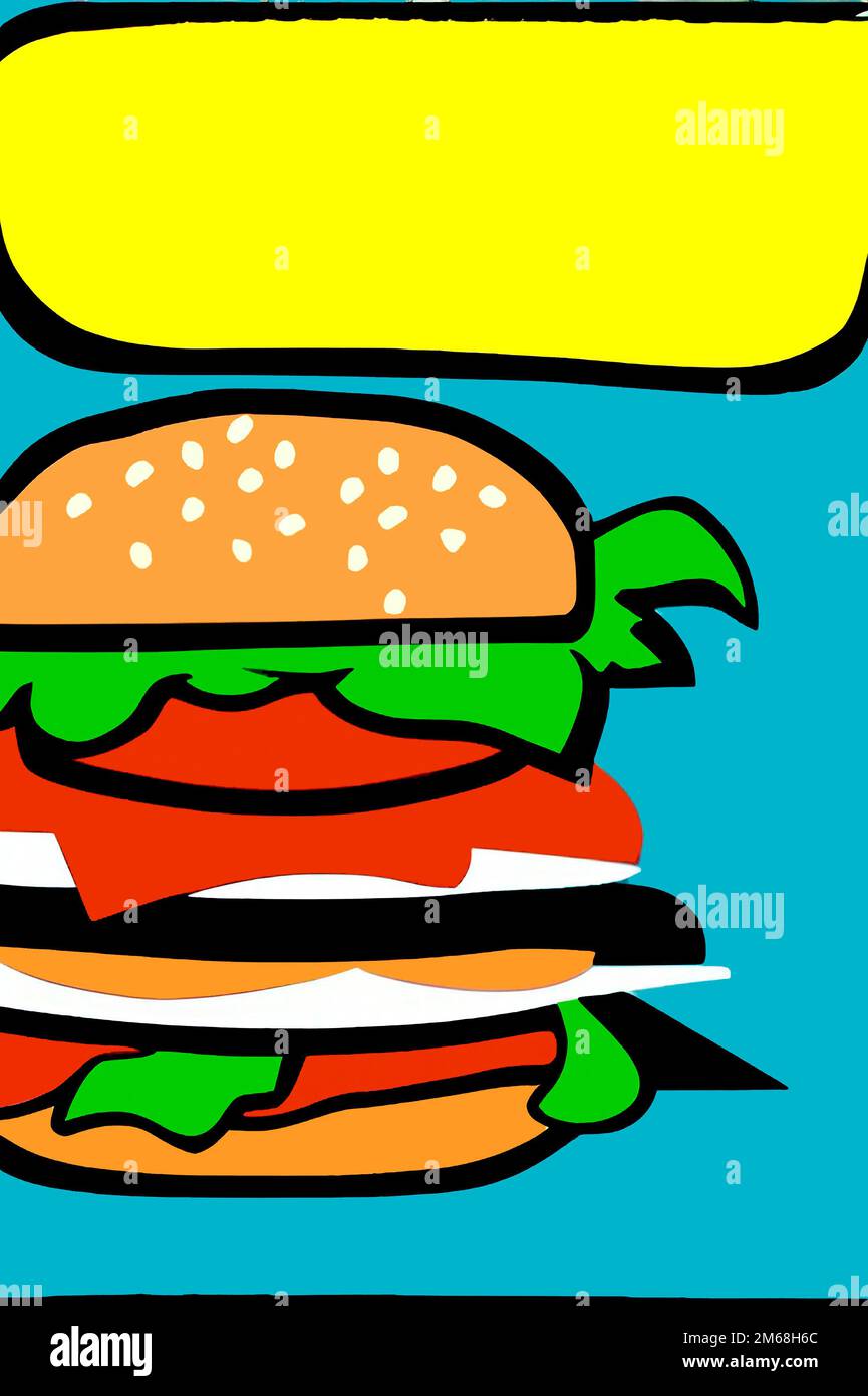 Illustration of funny burger, fast food Stock Photo - Alamy