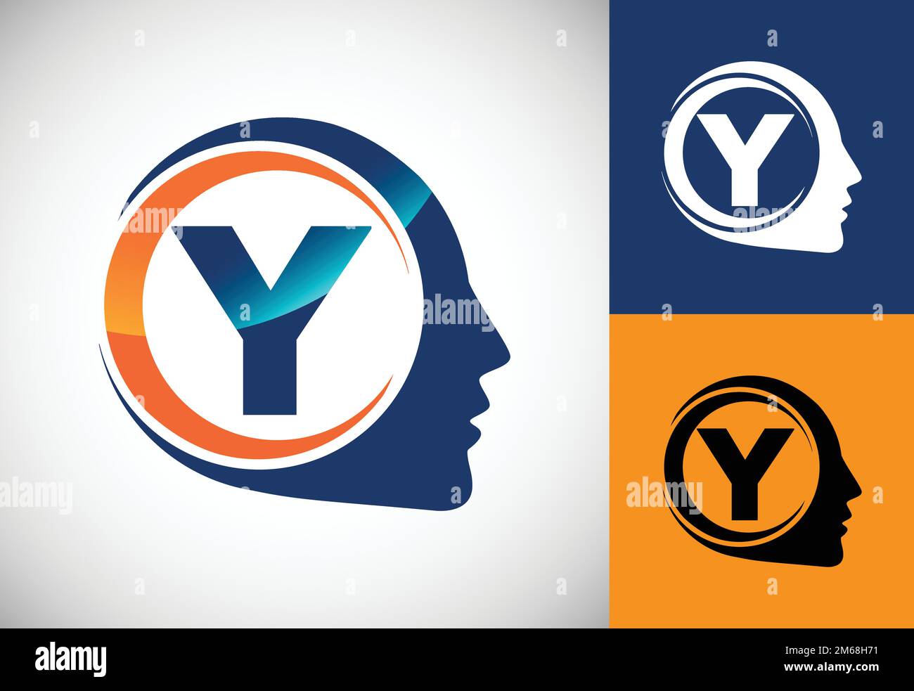 Initial alphabet Y with the human brain, A Logo for science, medical ...