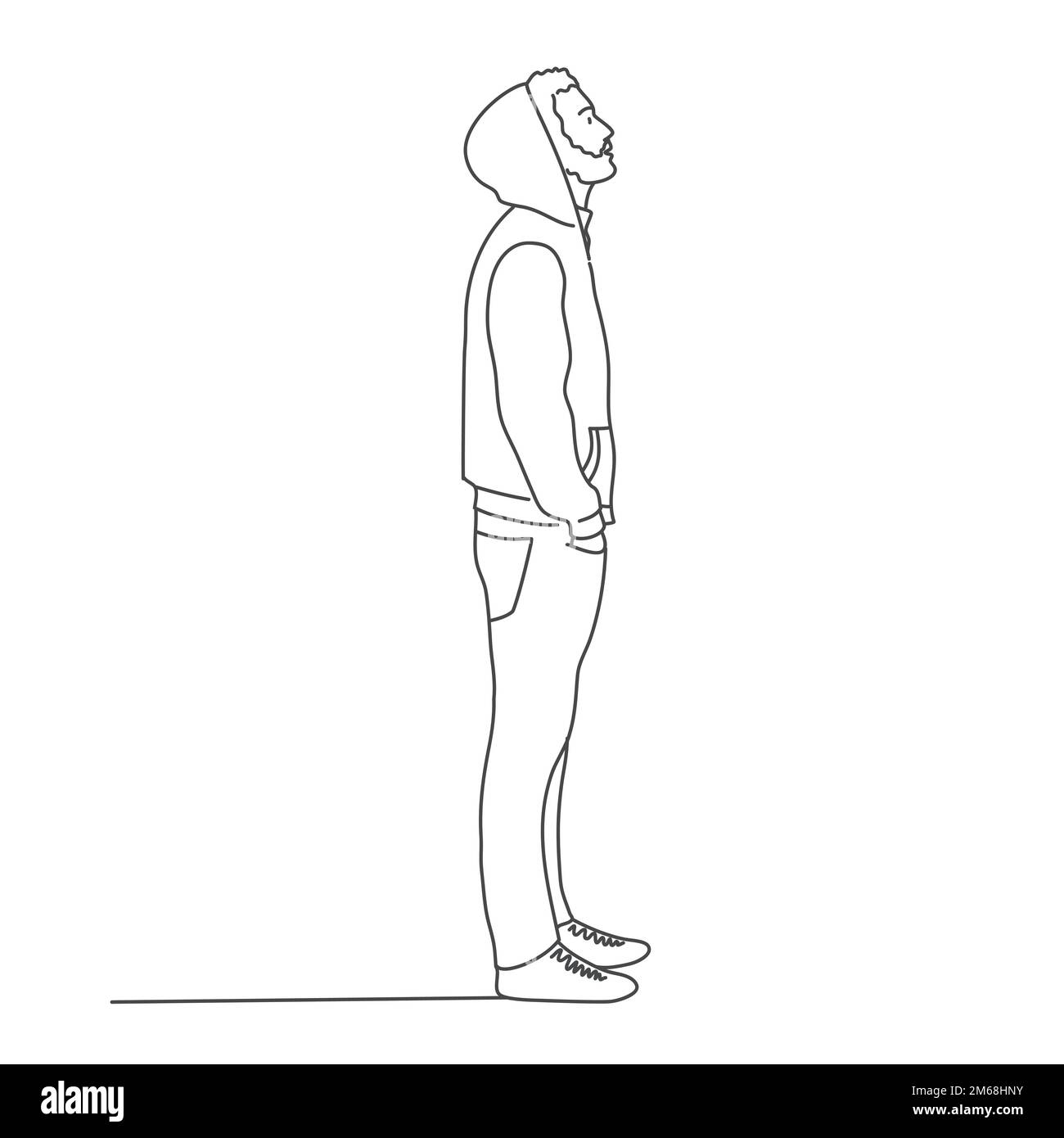 Outline looking up profile Black and White Stock Photos & Images - Alamy