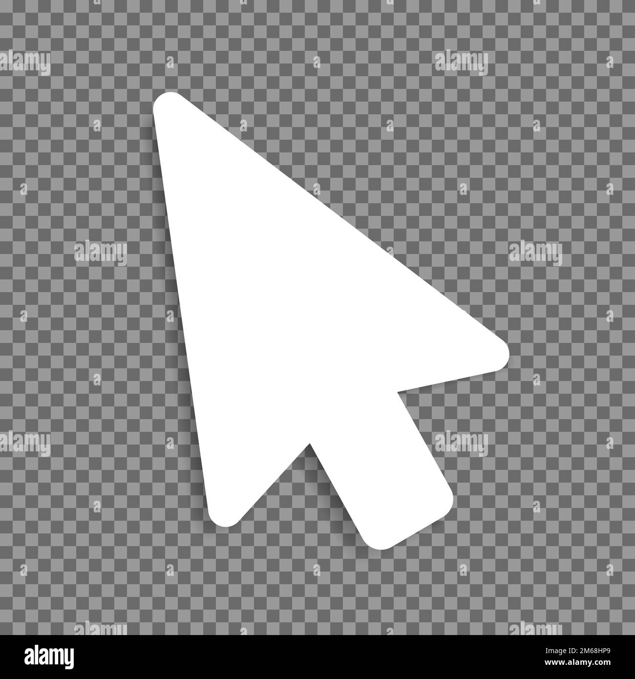 A white computer mouse pointer icon with a shadow on a transparent ...