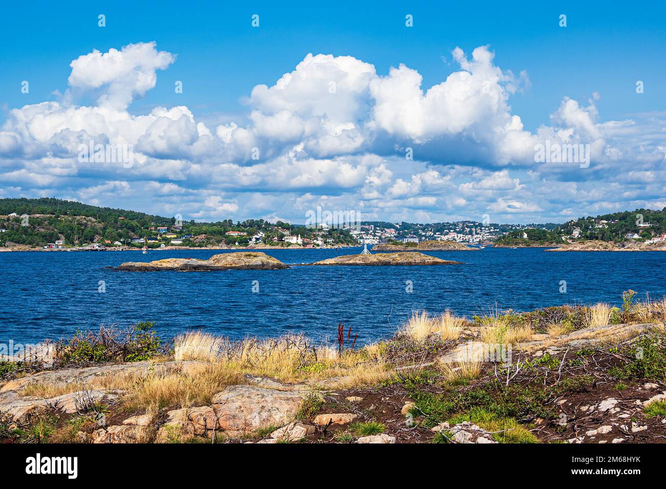 View From The Island Of Merdø To The City Of Arendal In Norway Stock ...