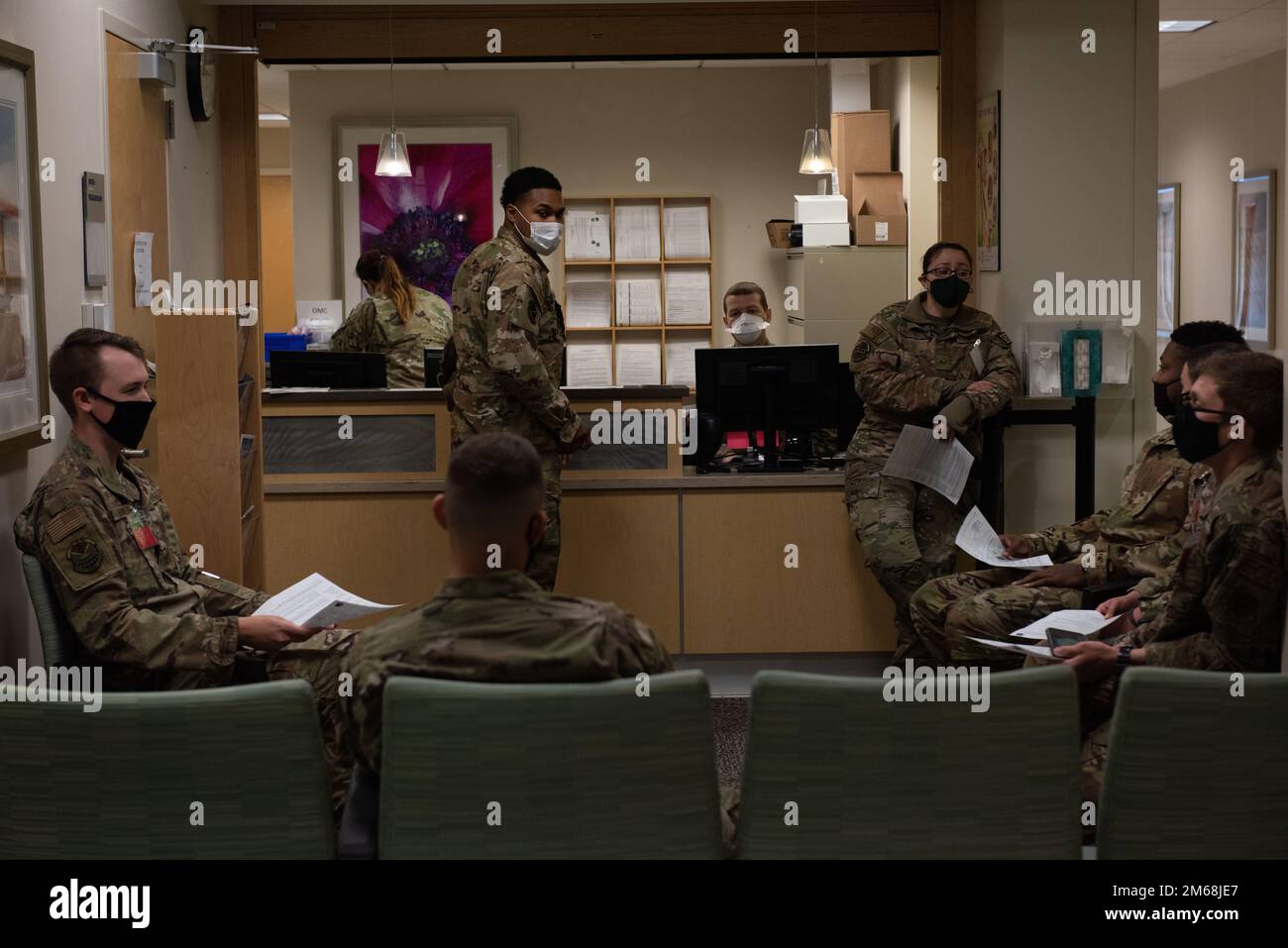 Simulated deployers from the 633d Air Base Wing wait to be called for ...