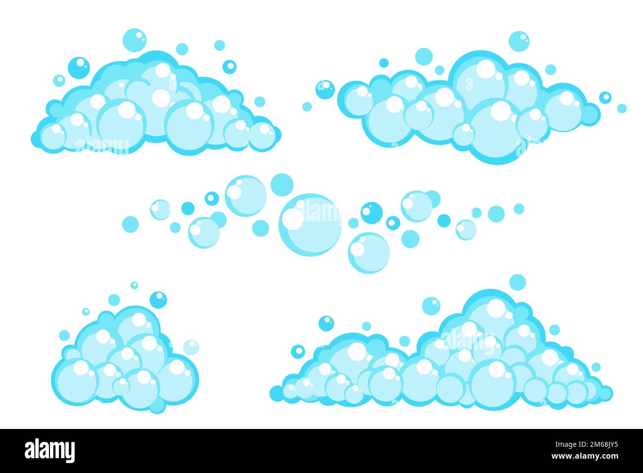 Soap Foam Set With Bubbles Carton Light Blue Suds Of Bath Water