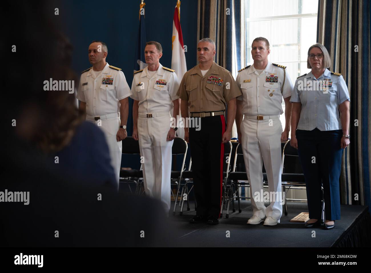 U.S. Marine Corps Brig. Gen. William E. Souza III (center), the ...