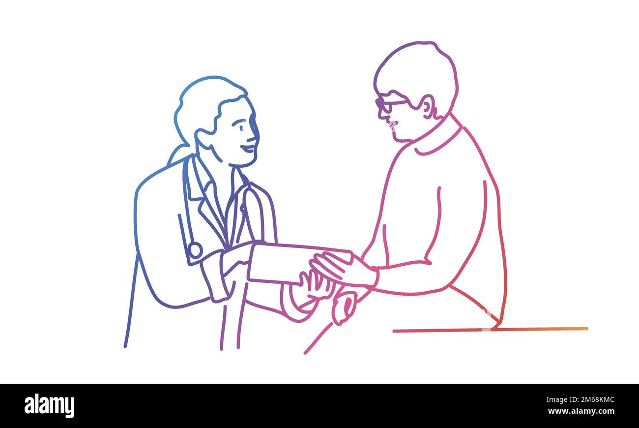 Single line drawing doctor with patient hi-res stock photography and ...