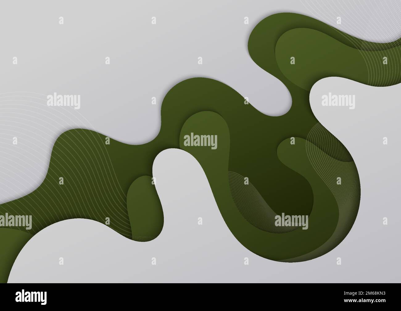 Abstract Green Wavy Pattern Design Decorative Overlapping With Stripe Lines Template Background