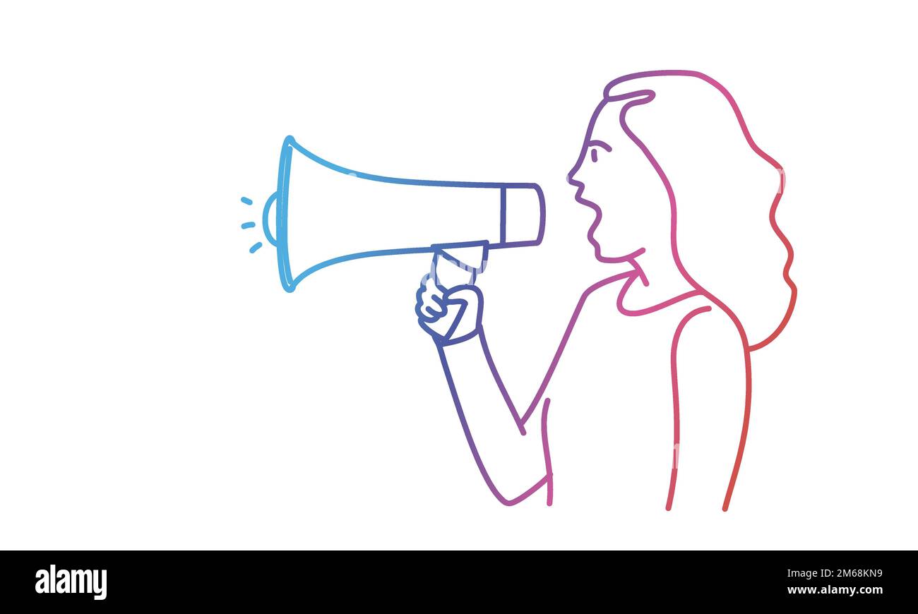 Megaphone one line art Stock Vector Images - Alamy