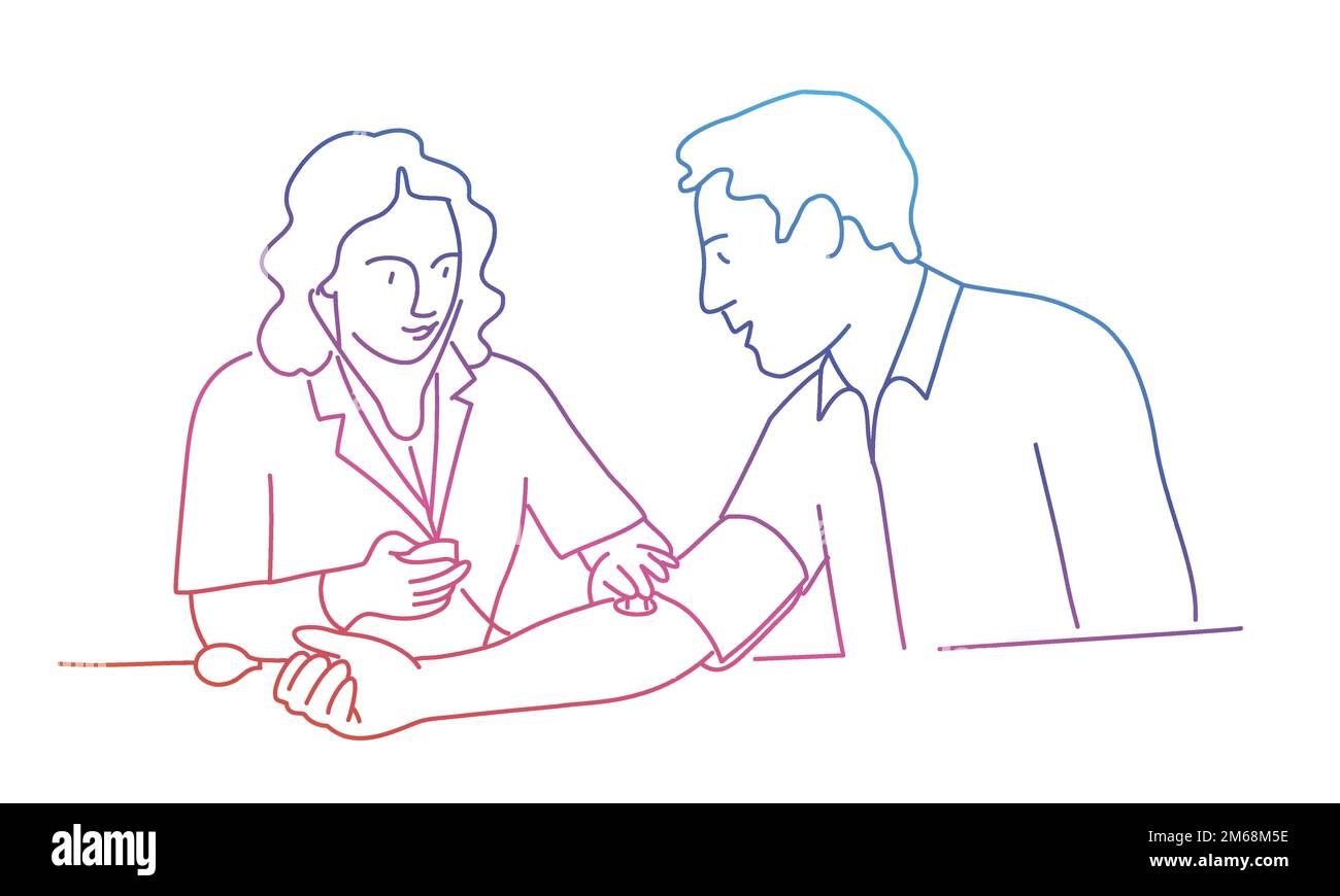 Single line drawing doctor with patient hi-res stock photography and ...