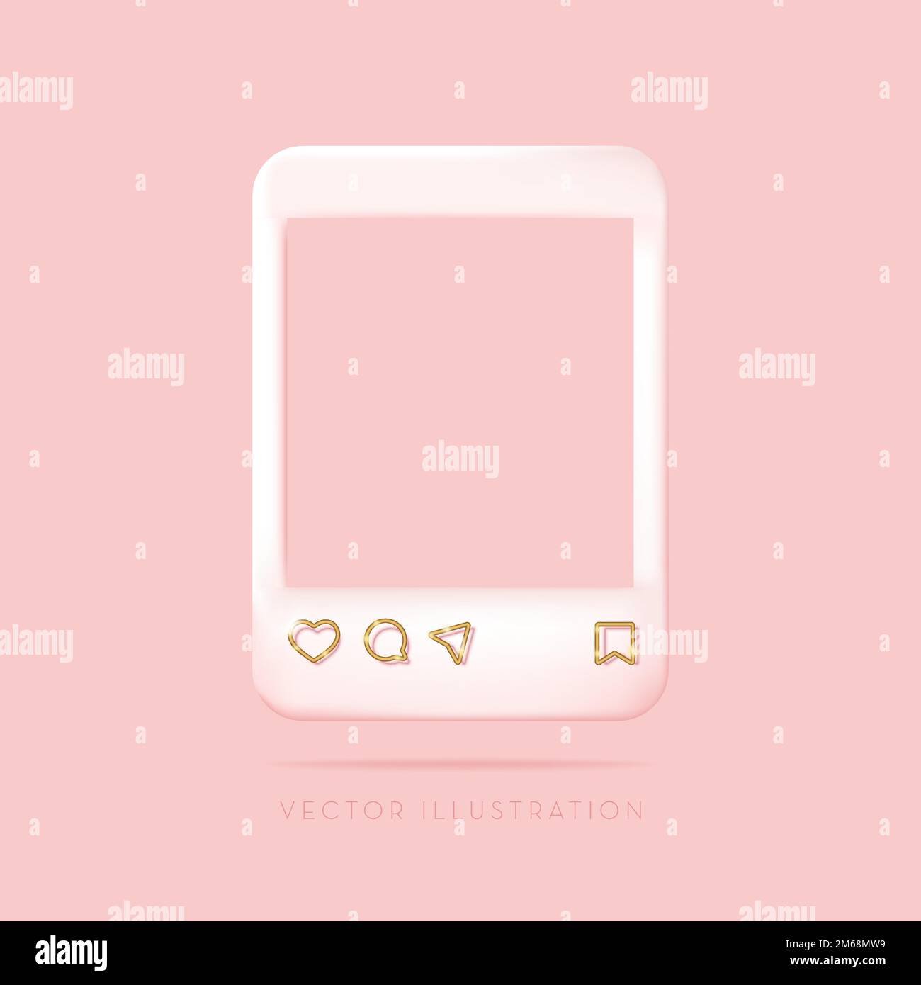 Social media photo frame with golden outline icons. Vector illustration ...