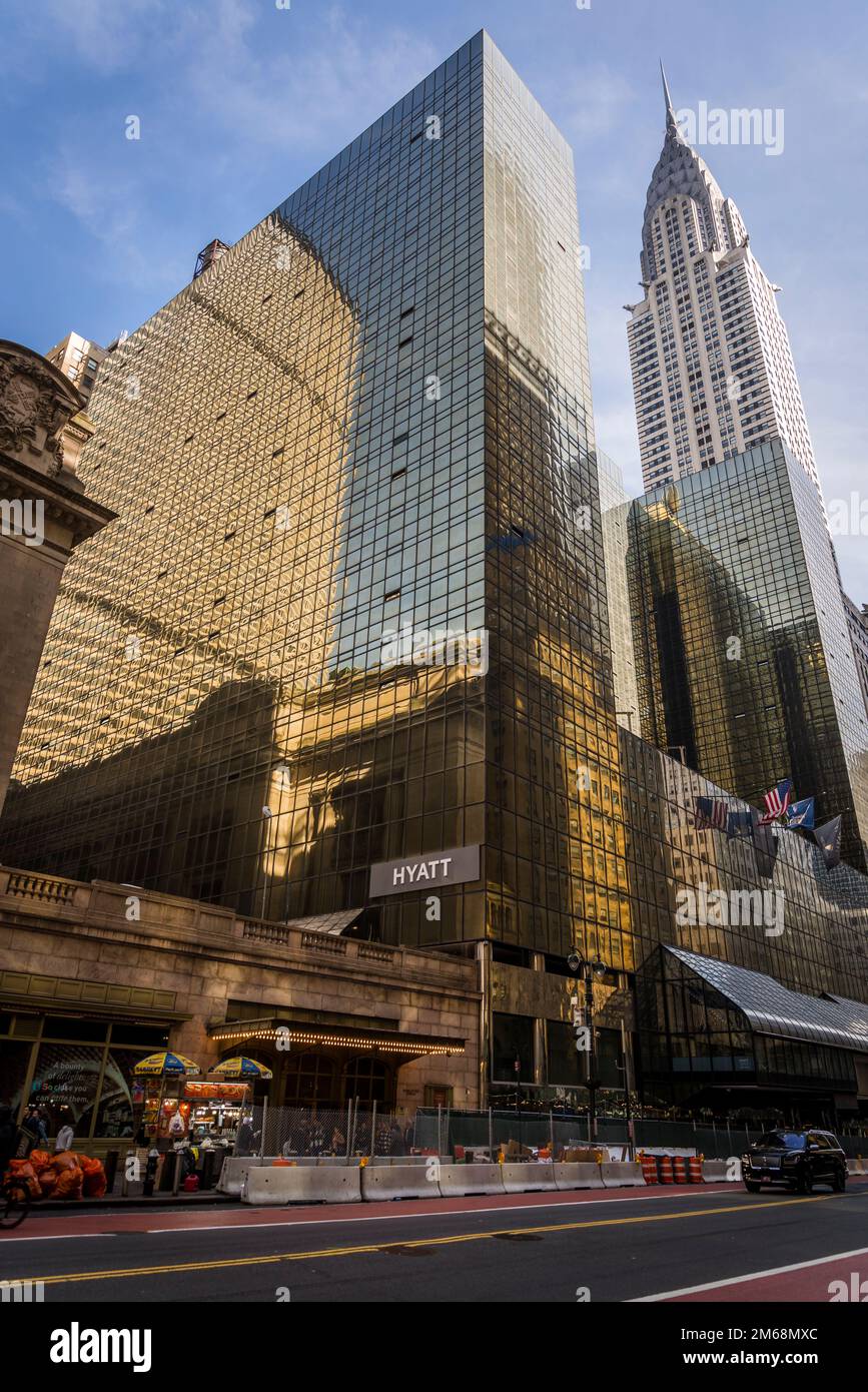 Skyscrapers on East 42nd street including Chrysler building, Midtown ...