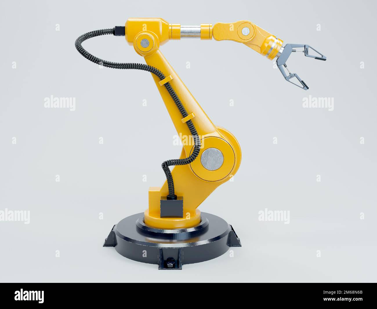 A robotic automation arm on an isolated white background - 3D render ...