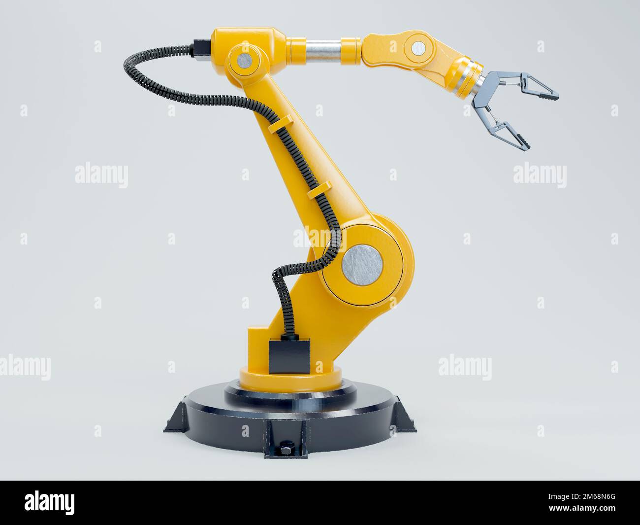 A robotic automation arm on an isolated white background - 3D render ...