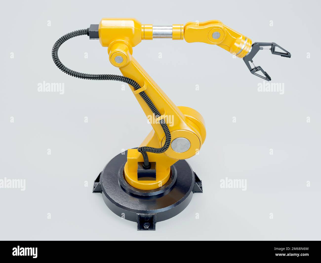 A robotic automation arm on an isolated white background - 3D render ...