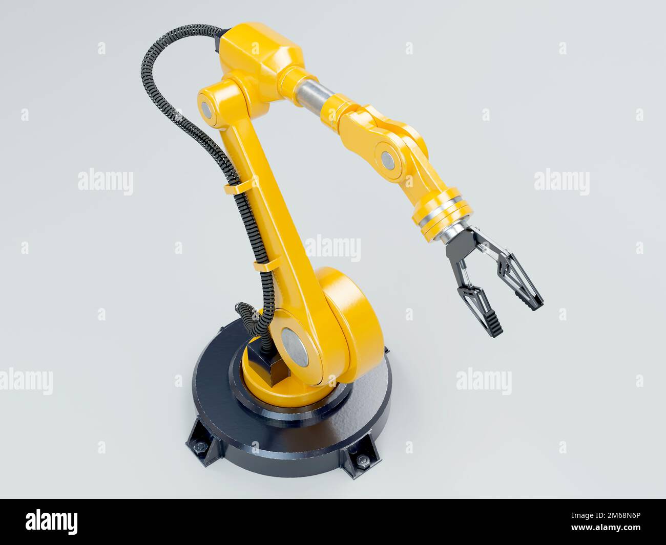 A robotic automation arm on an isolated white background - 3D render ...