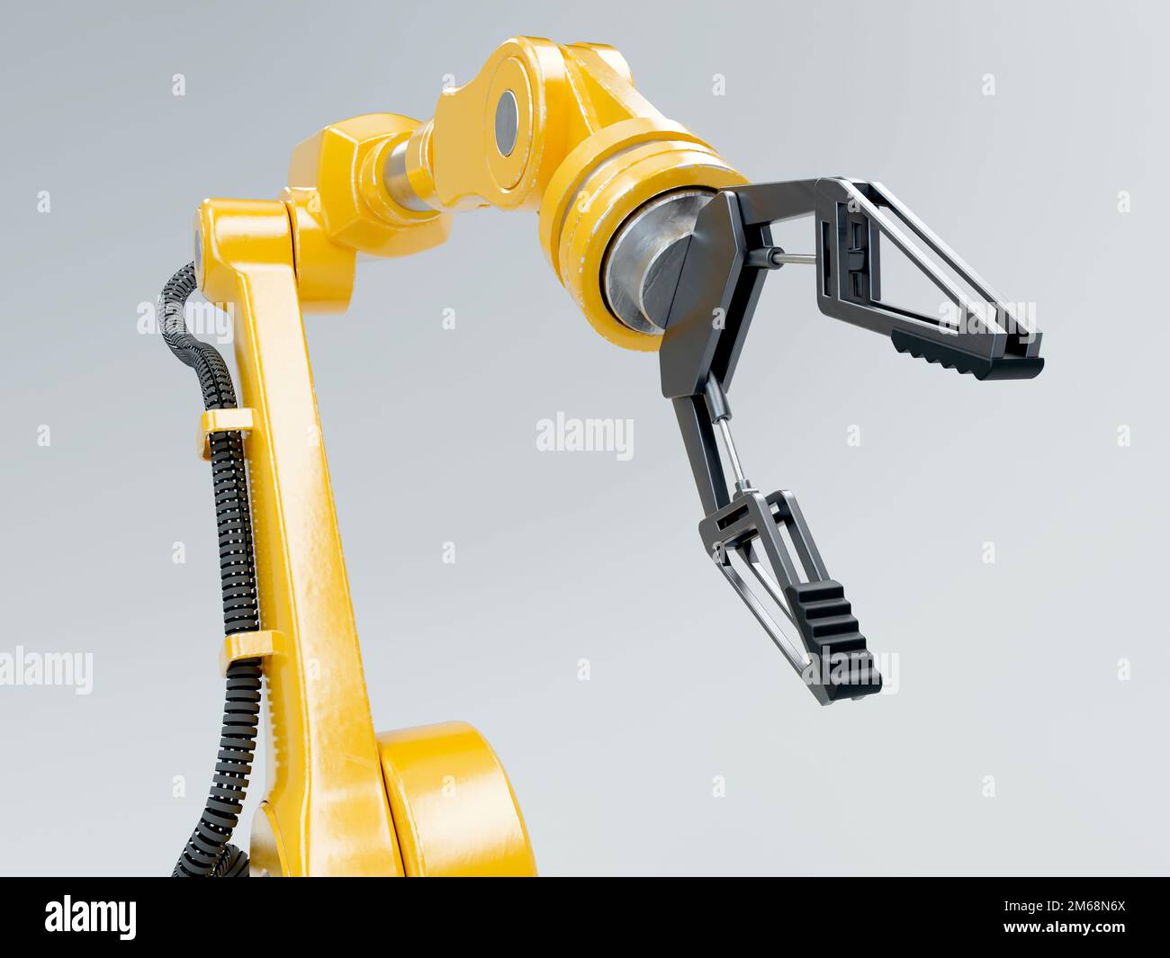 A robotic automation arm on an isolated white background - 3D render ...