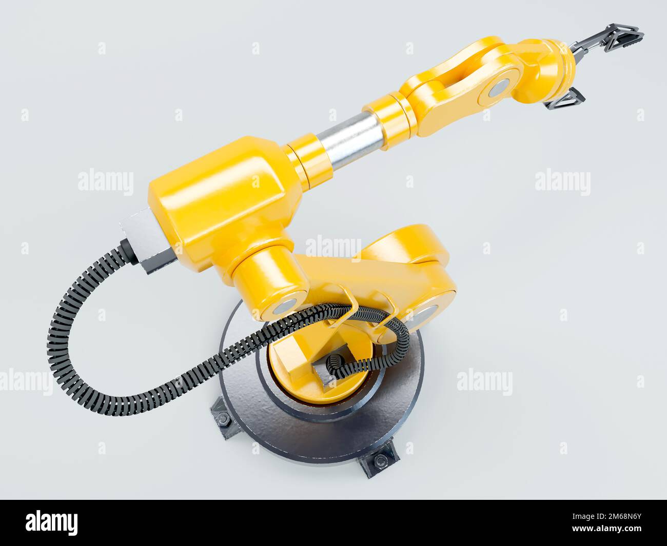 A robotic automation arm on an isolated white background - 3D render ...