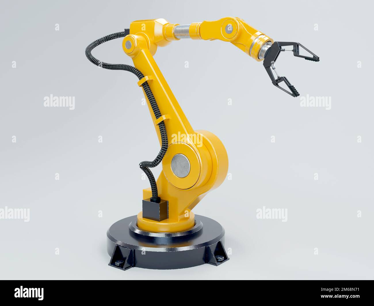 A robotic automation arm on an isolated white background - 3D render ...