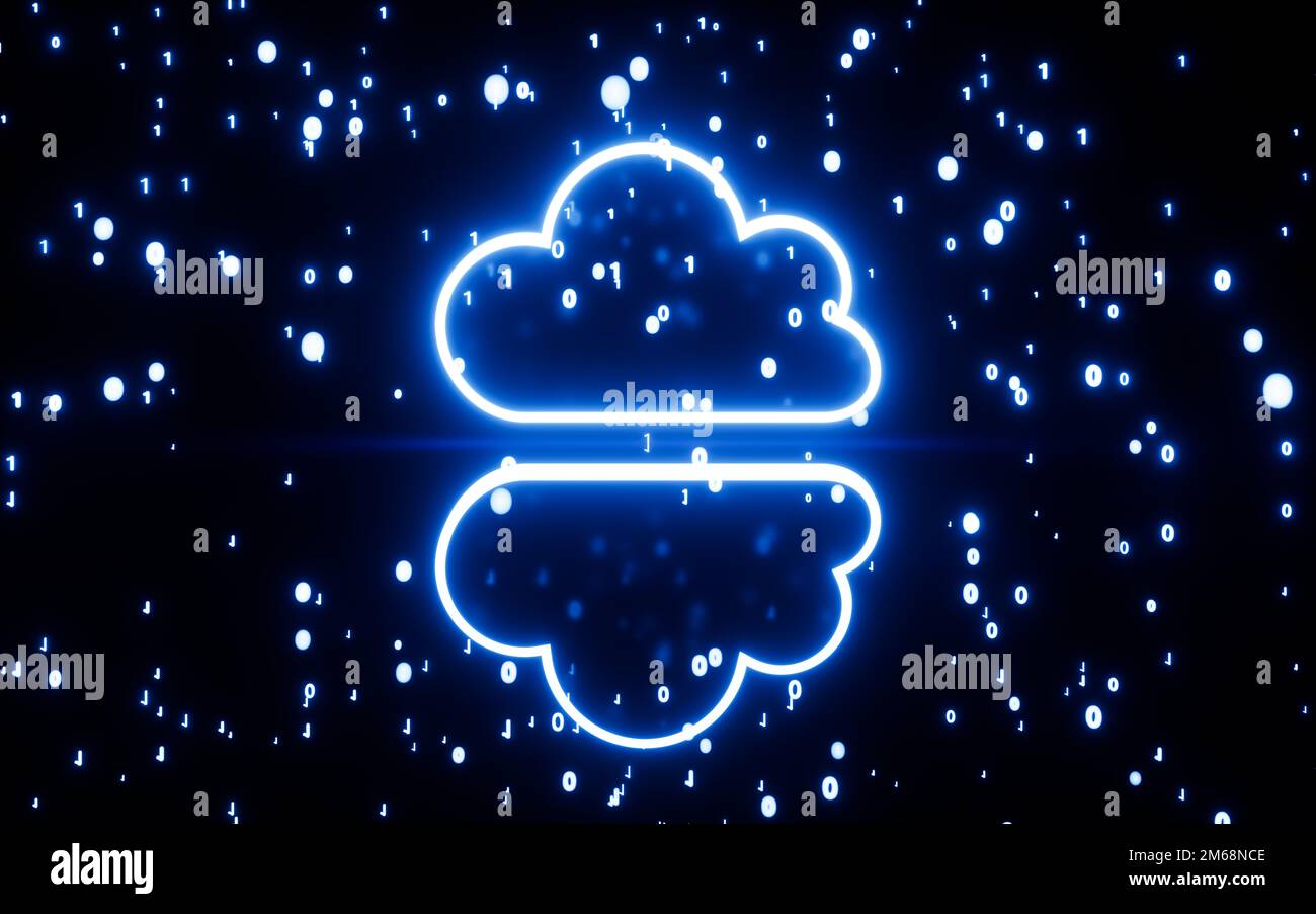 Cloud computing and binary code, 3d rendering. Digital drawing Stock ...