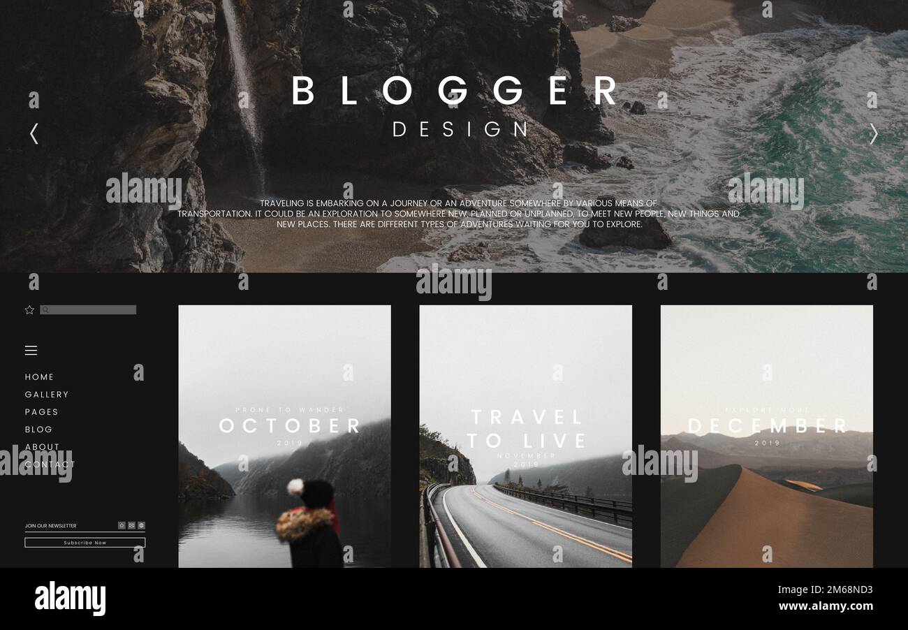 Travel blog first page template design vector Stock Vector Image & Art ...