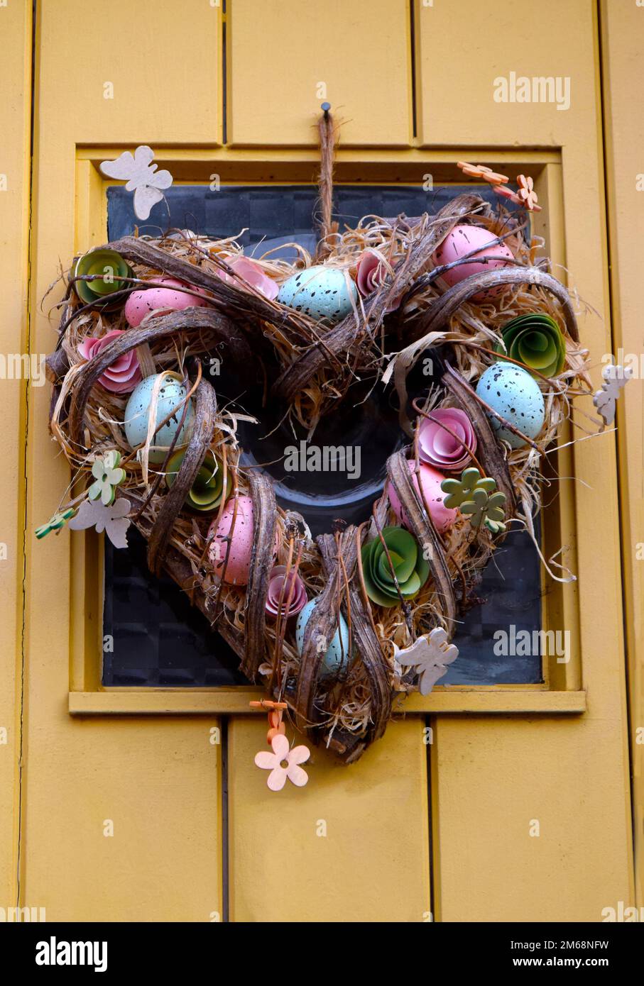 Heart shaped Easter wreath Stock Photo - Alamy