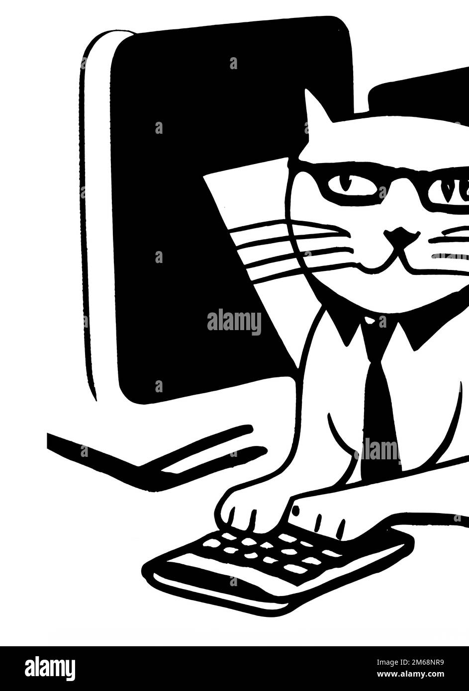 Illustration of cat with computer Stock Photo - Alamy