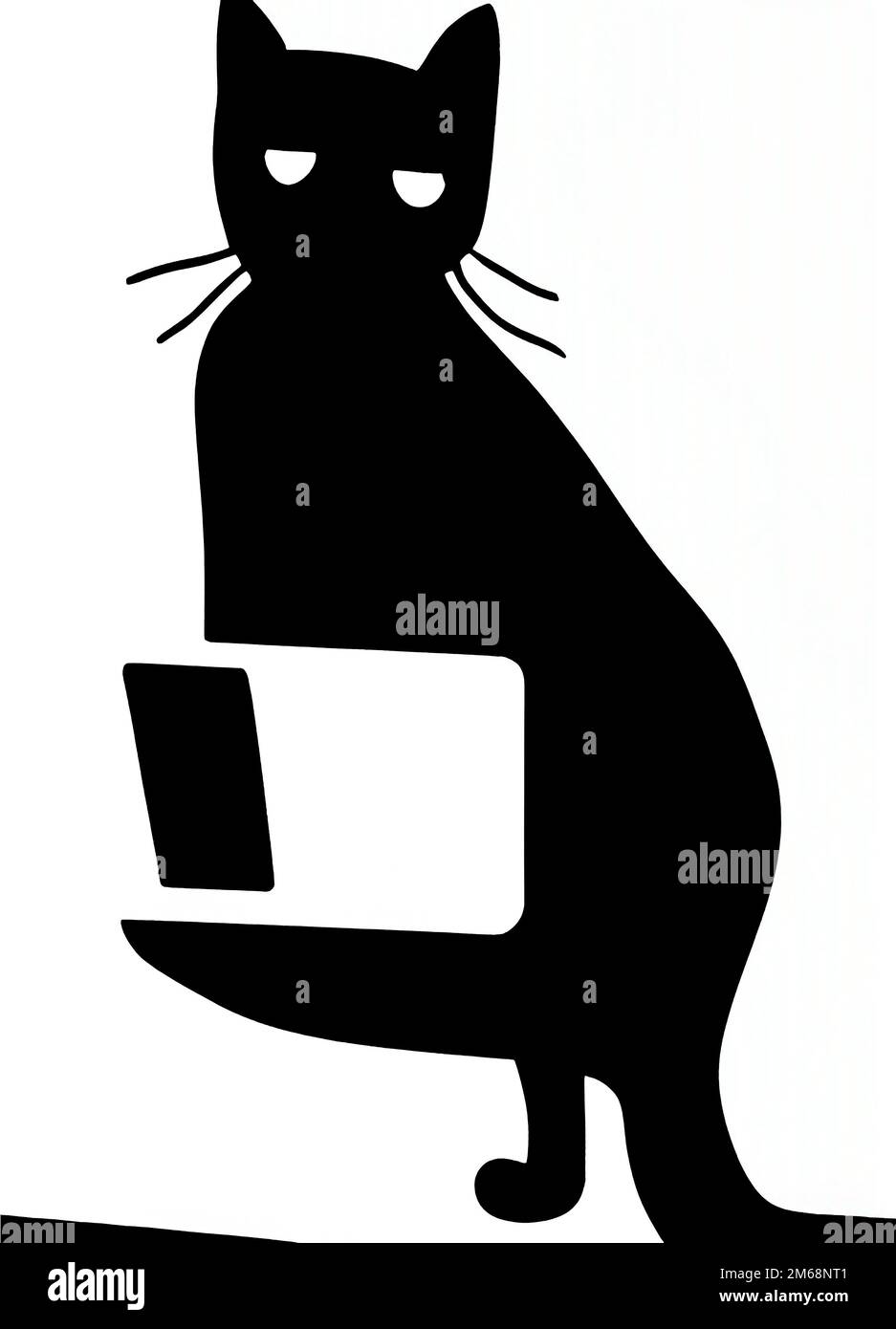 Illustration of cat with computer Stock Photo - Alamy