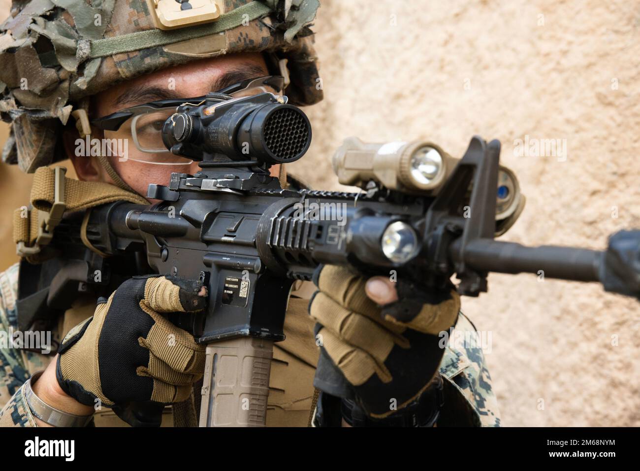 A U.S. Marine apart of the Advanced Infantry Marine Course, Advanced ...