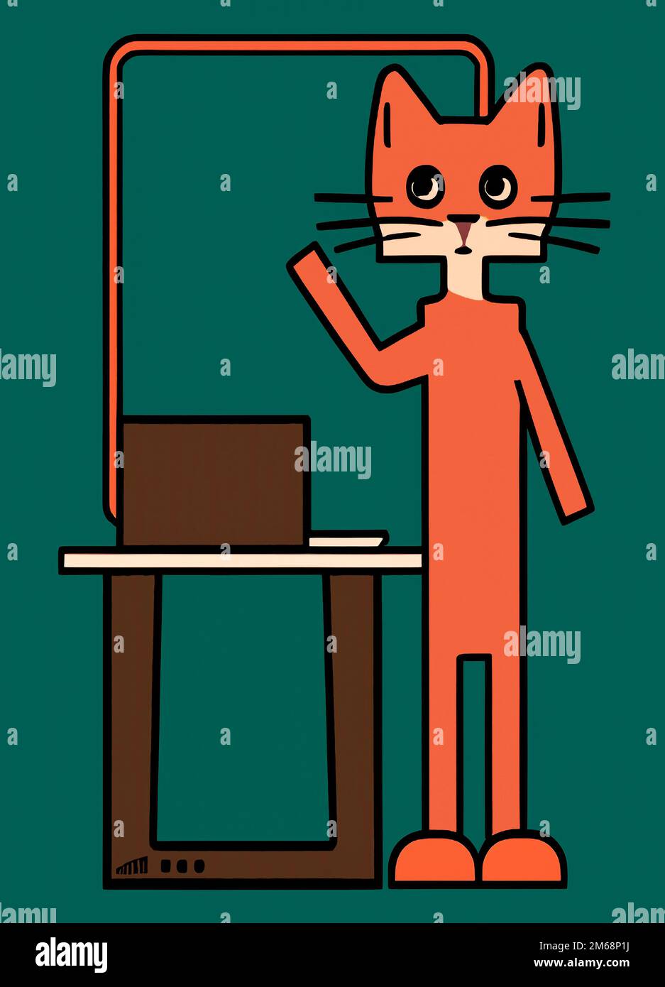 Illustration of cat with computer Stock Photo - Alamy