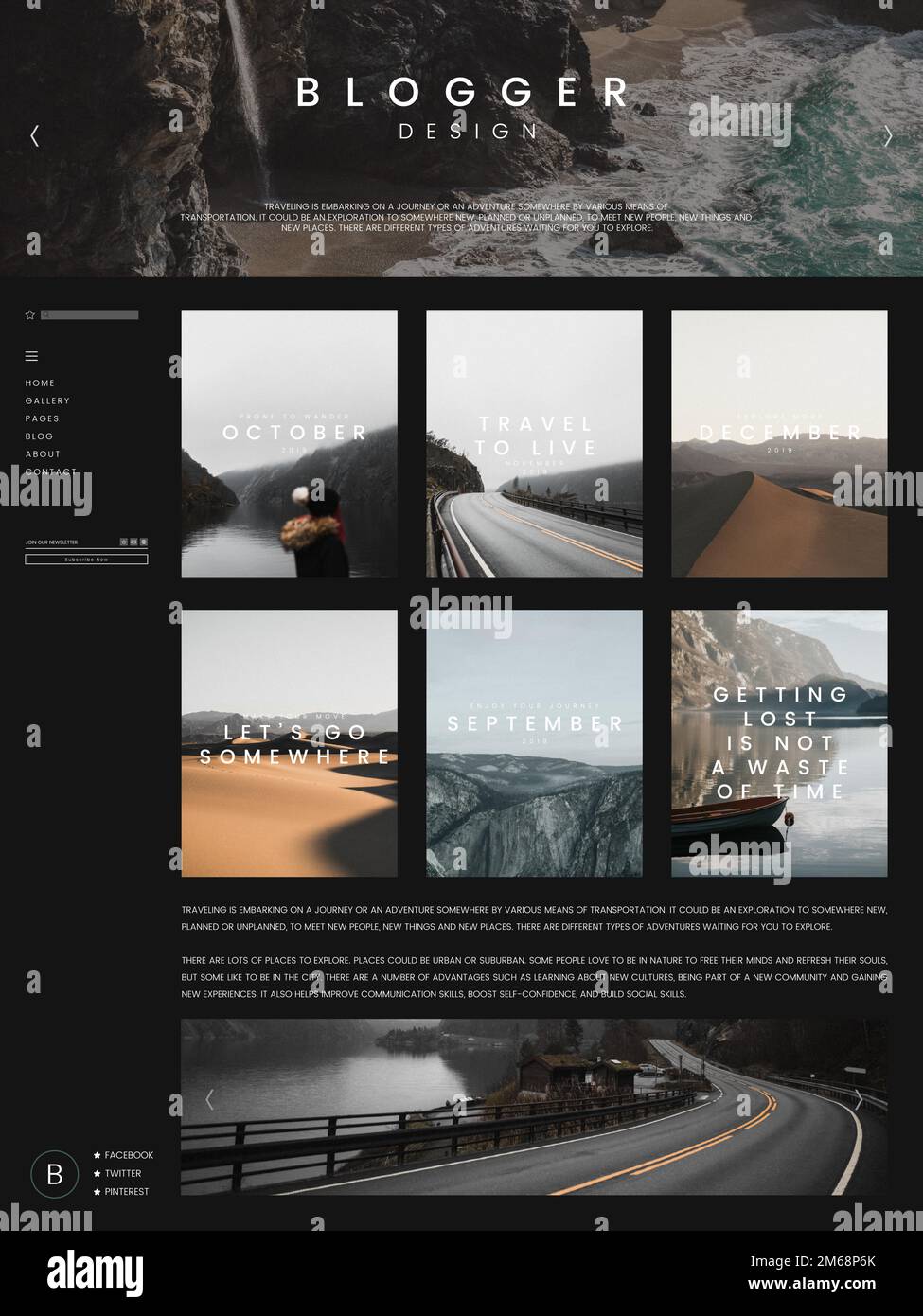 Travel blog first page template design vector Stock Vector Image & Art ...