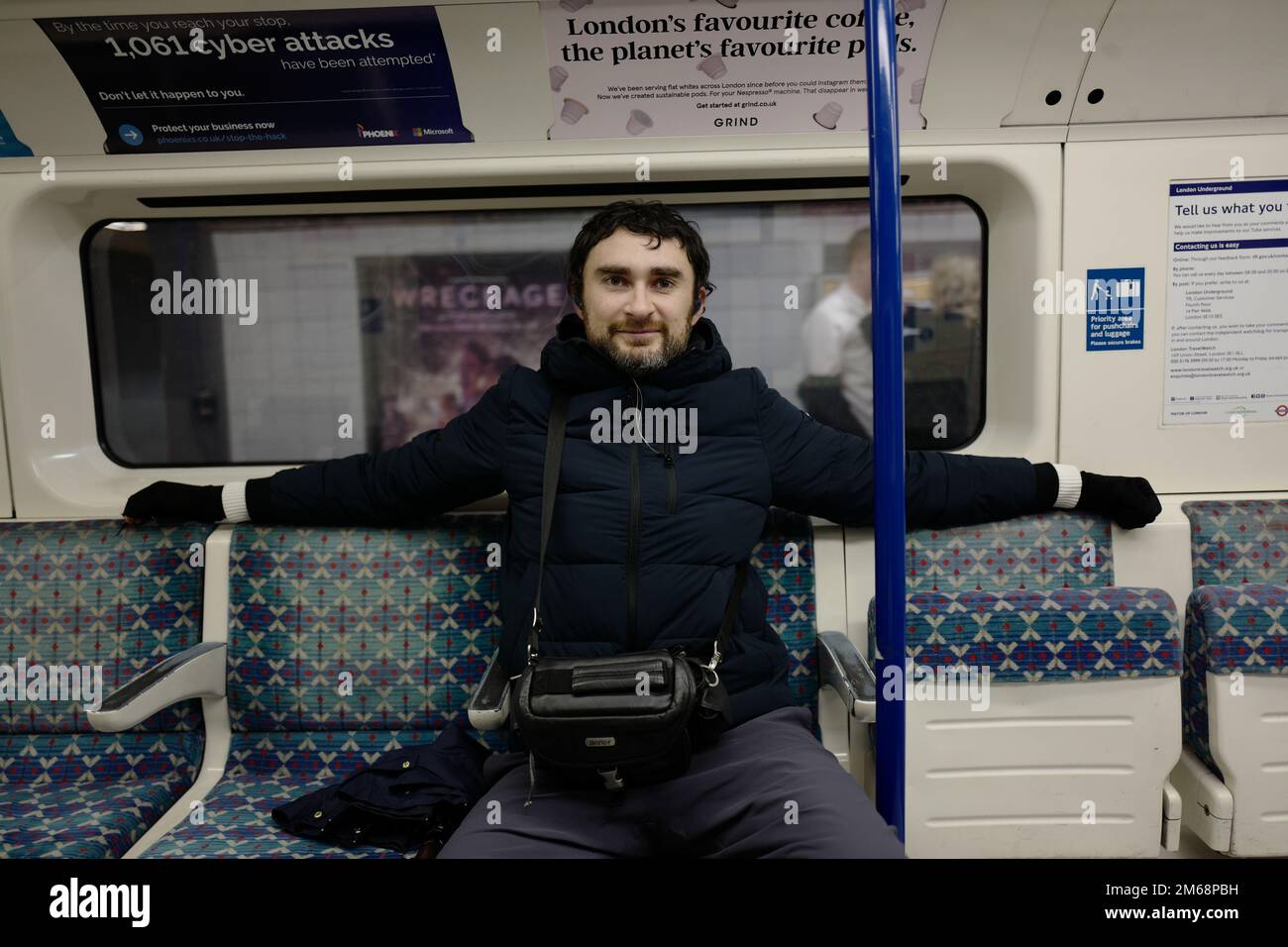 man relaxing on the train Stock Photo - Alamy