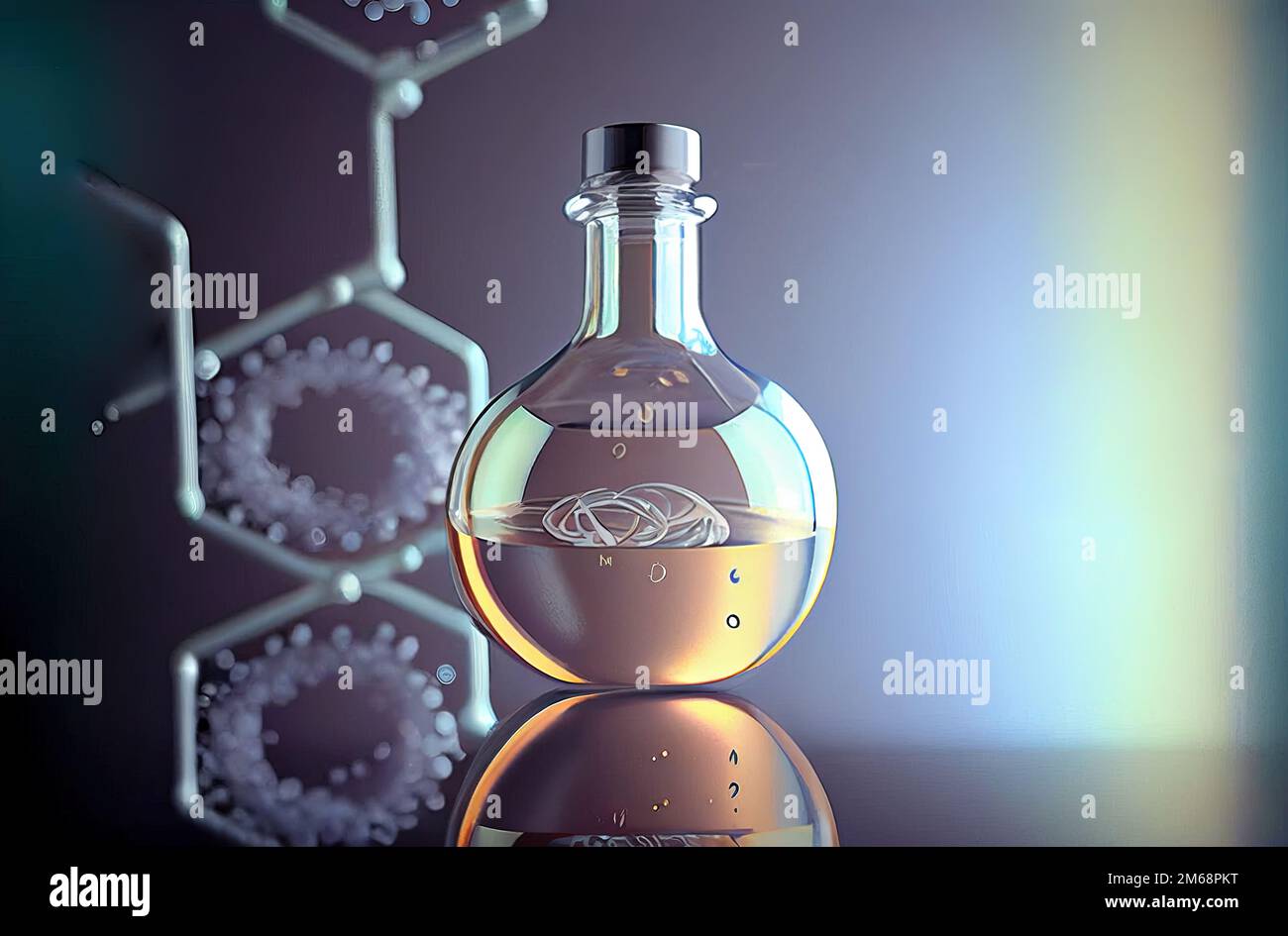 Science cosmetic, 3D Collagen serum and vitamin Stock Photo - Alamy