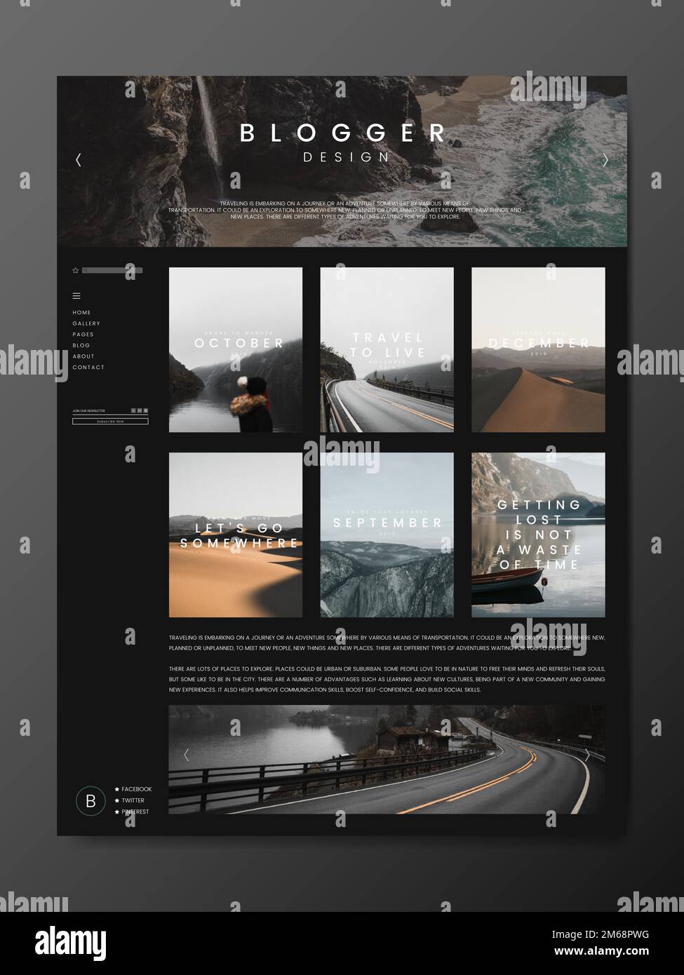 Travel blog first page template design vector Stock Vector Image & Art ...