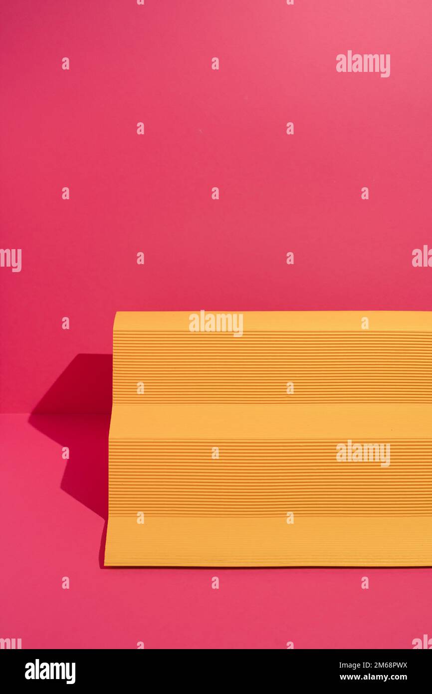 Yellow paper podium on magenta background. Minimal concept Stock Photo ...