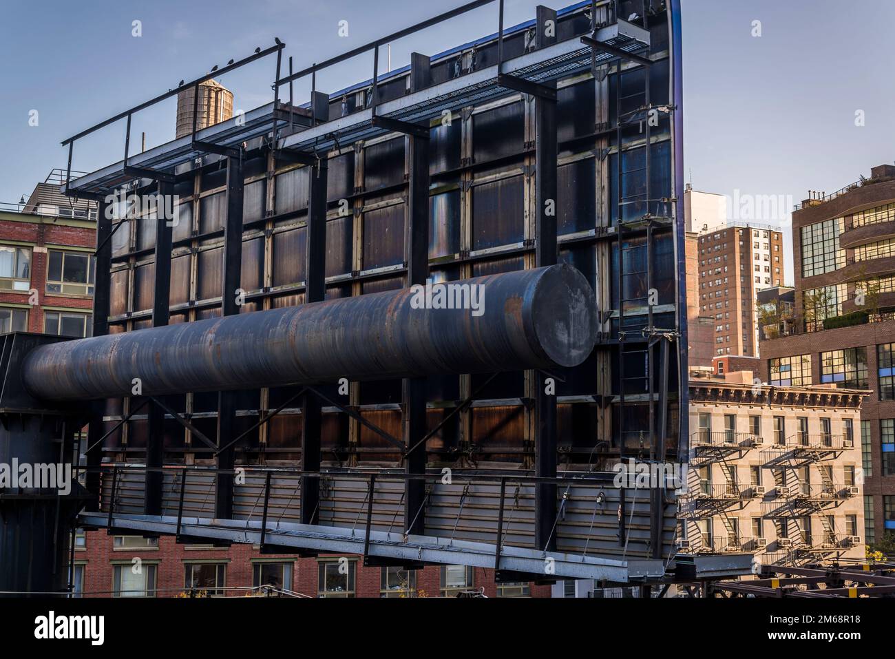 View of Chelsea architecture from the High Line, a linear park and ...