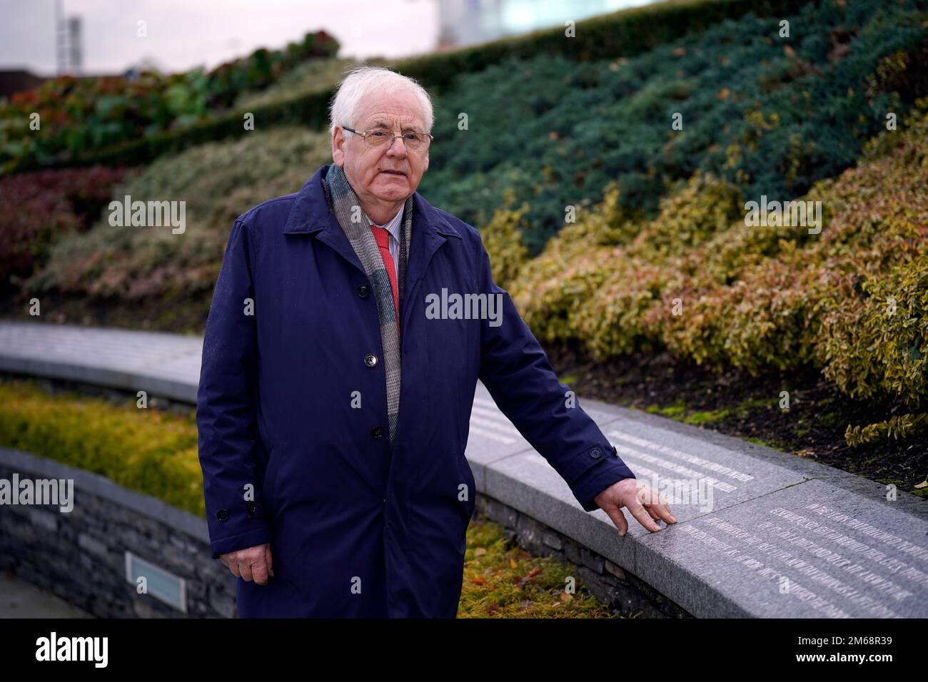 Michael Gallagher standing at the Memorial Garden in Omagh dedicated to ...