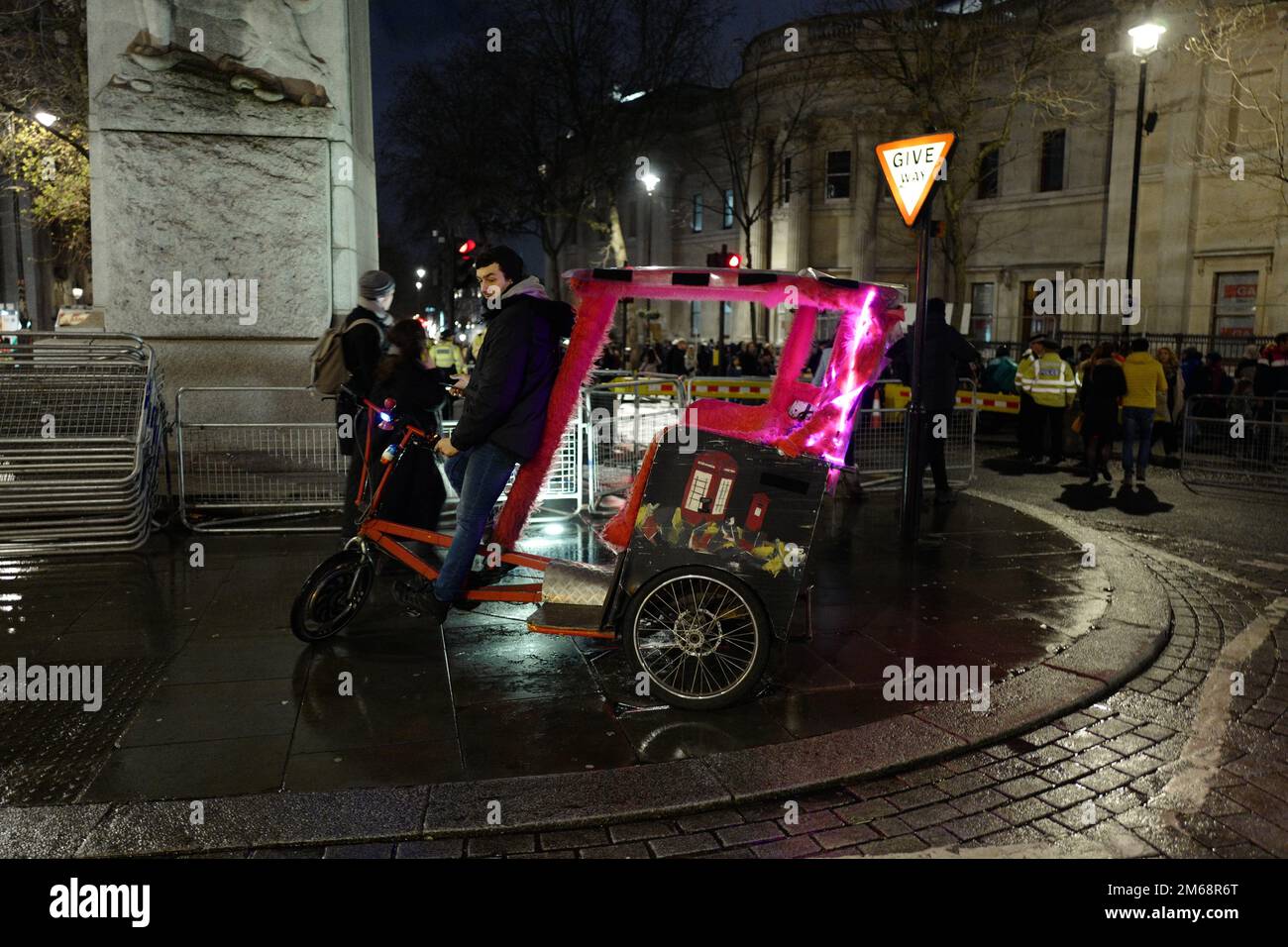 bicycle cart to transport people in london Stock Photo - Alamy
