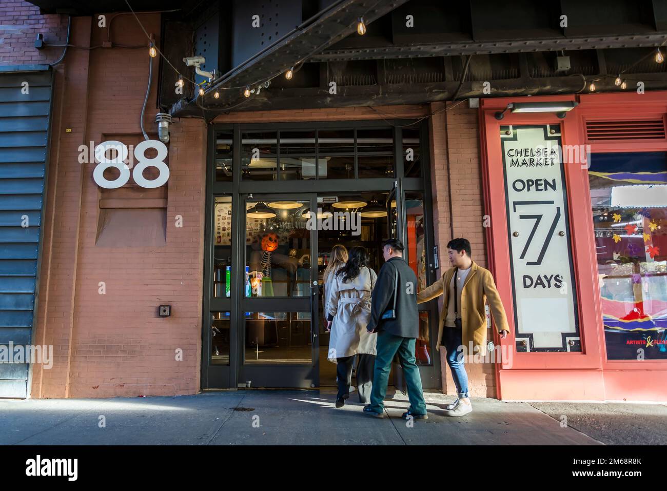 Entrance to Chelsea Market, a food hall, shopping mall, office building ...