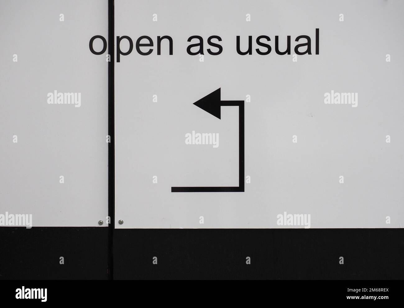 open as usual sign on a business Stock Photo - Alamy