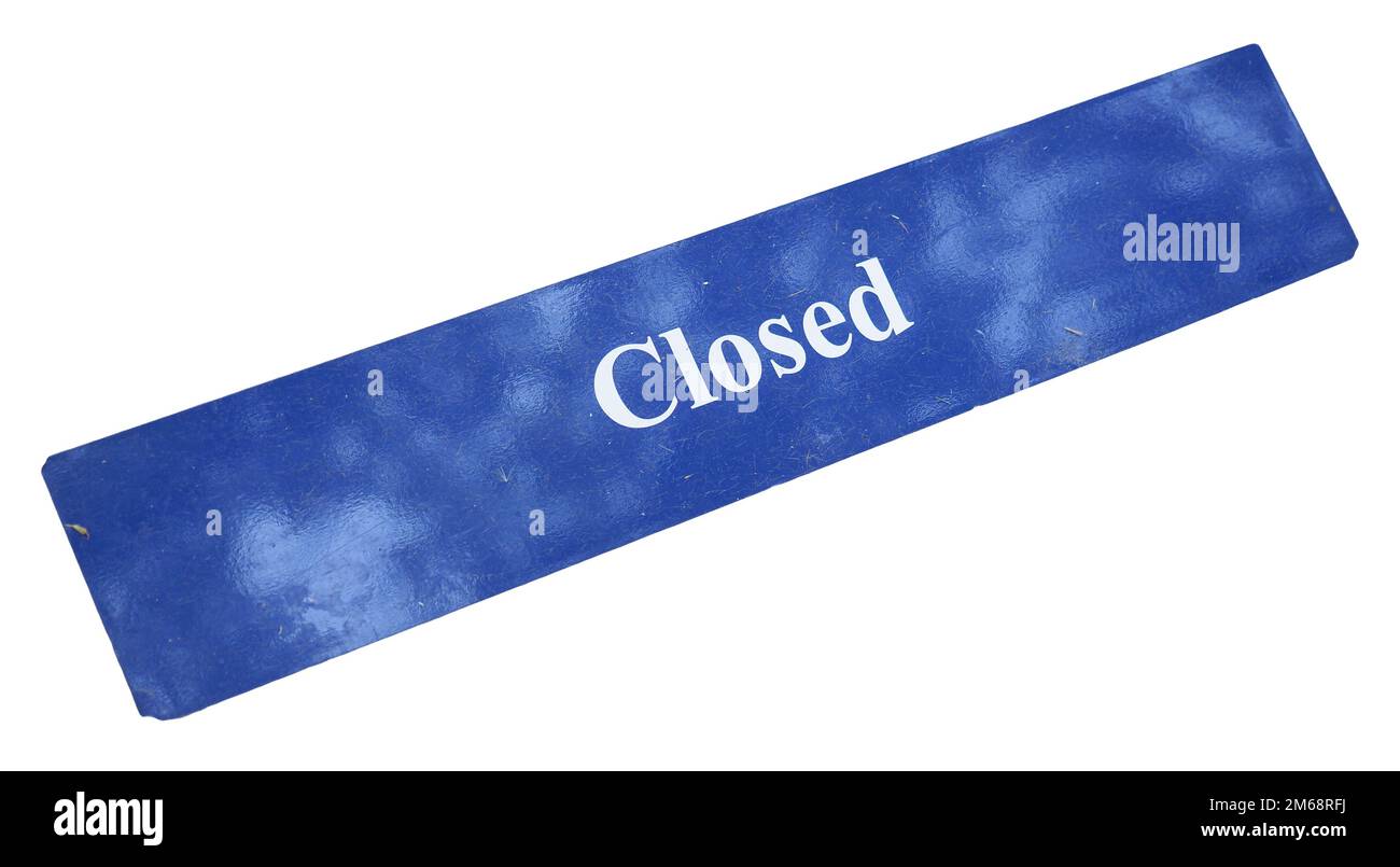 closed sign in white over blue isolated over transparent background PNG ...