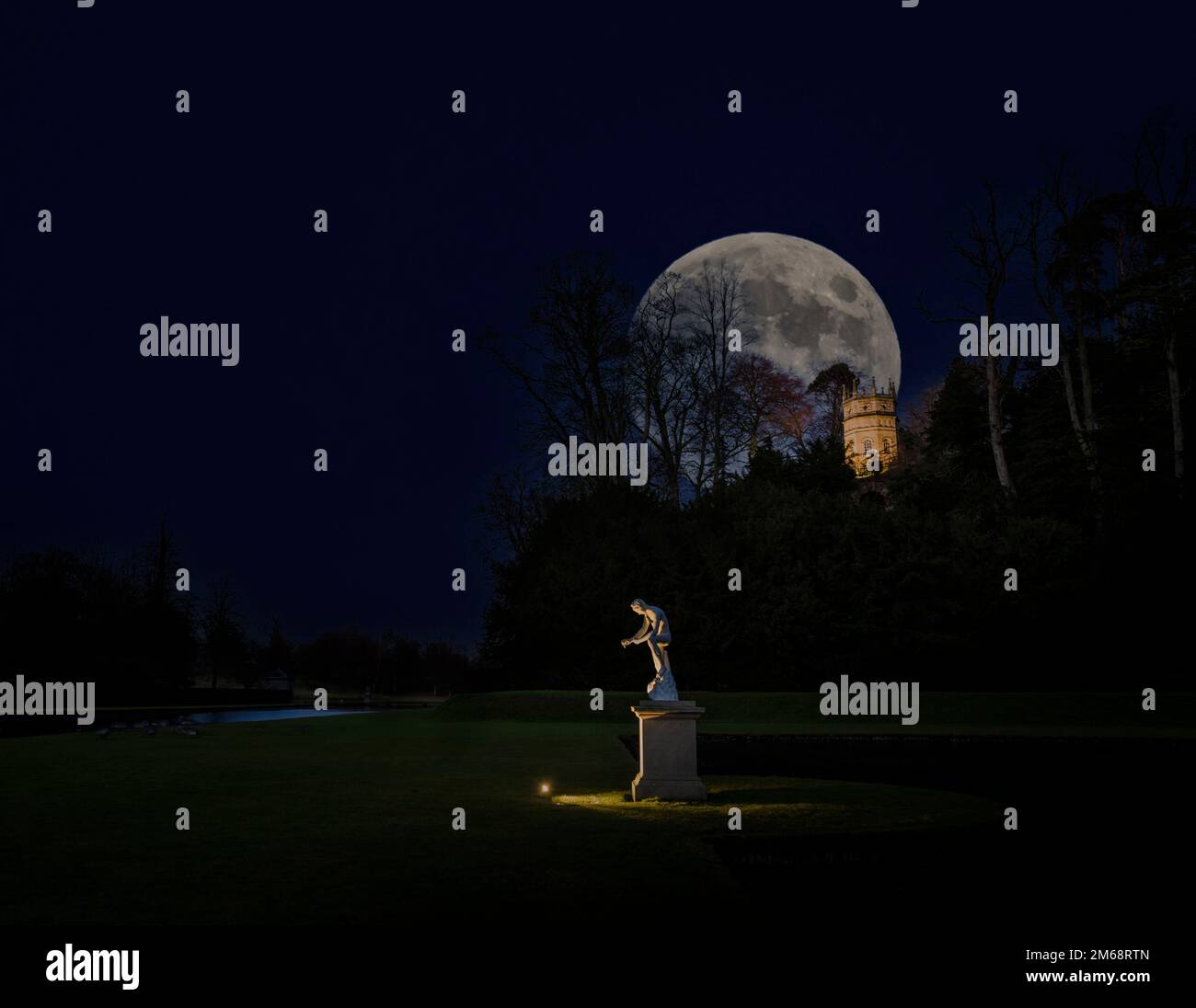 Moonrise, Studley Royal, World Heritage Site, Yorkshire, UK Stock Photo ...